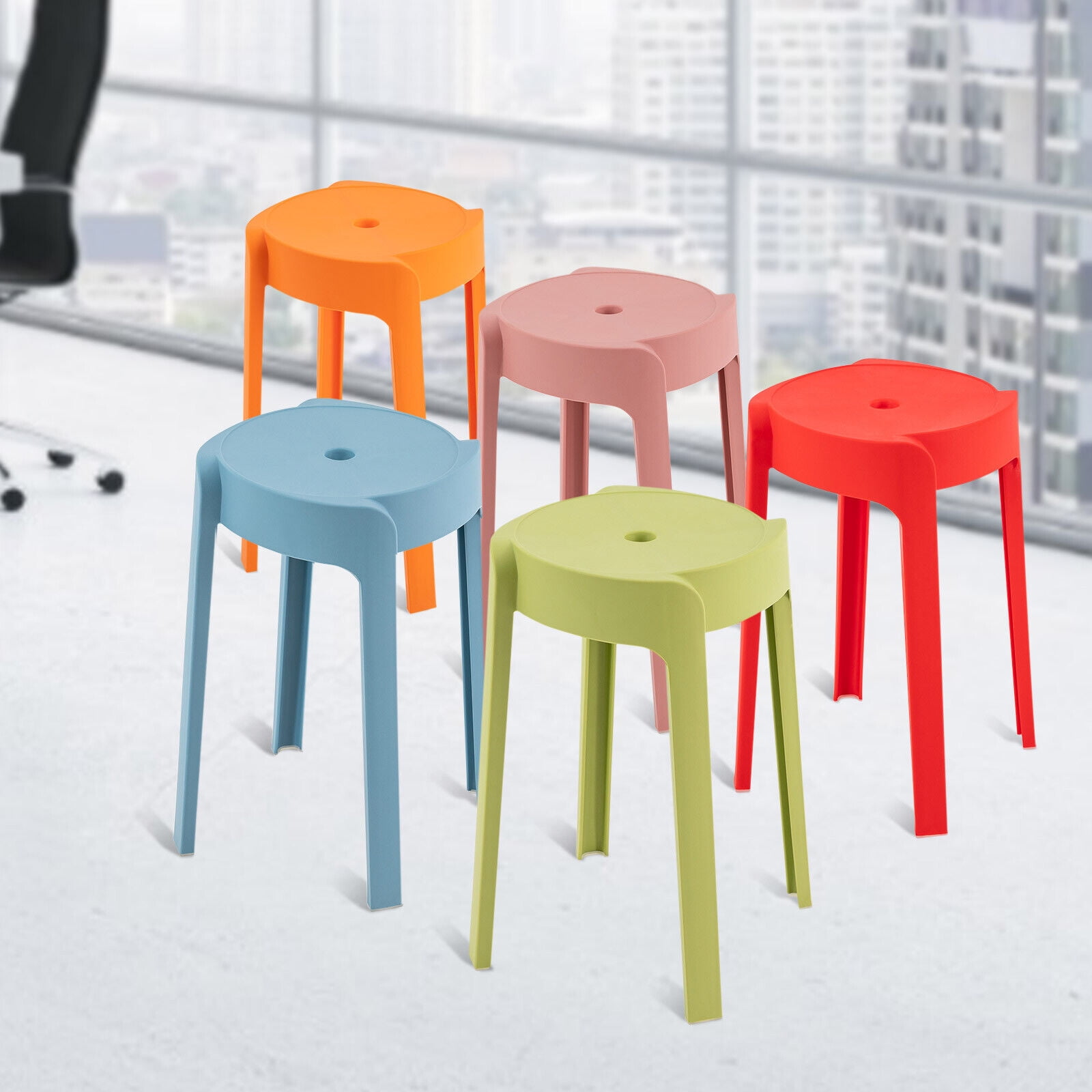 5pcs Stackable Stools Plastic Stool Household Portable Stackable Round ...