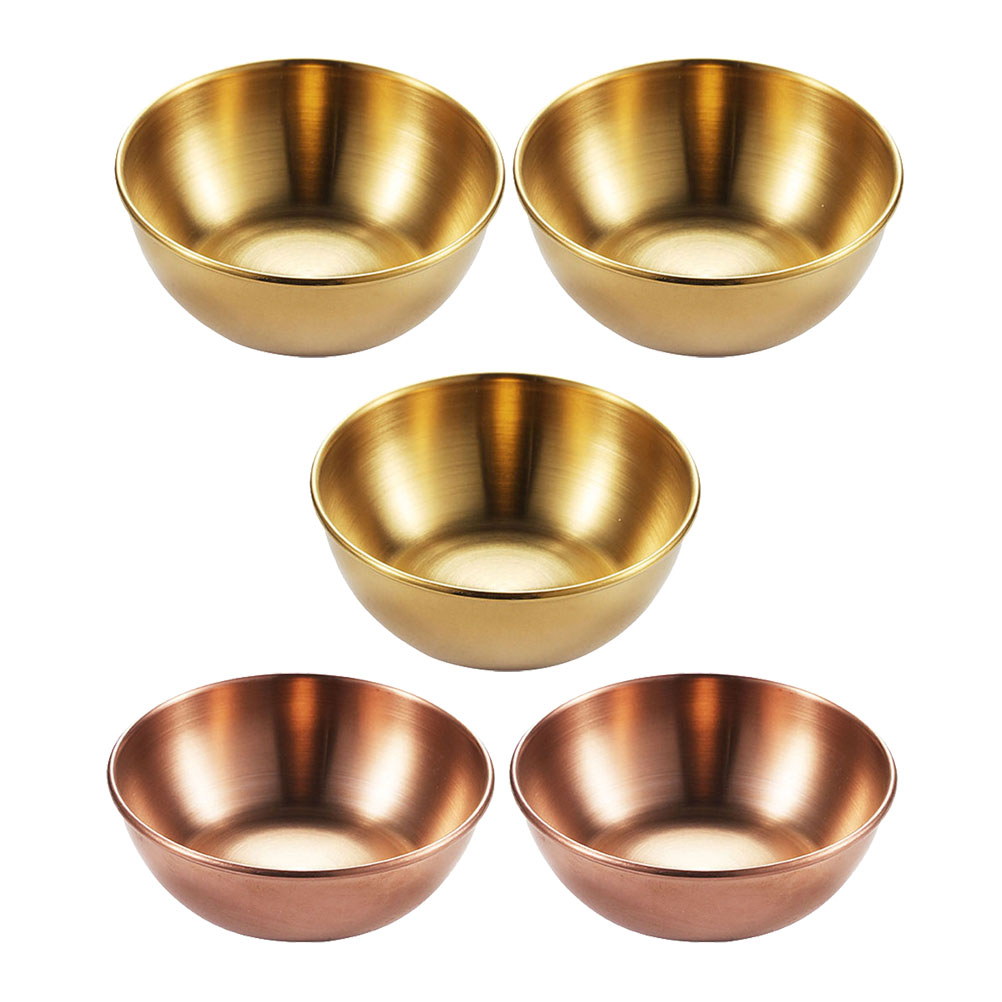 5pcs Stainless Steel Sauce Plates Round Condiment Plates Seasoning ...