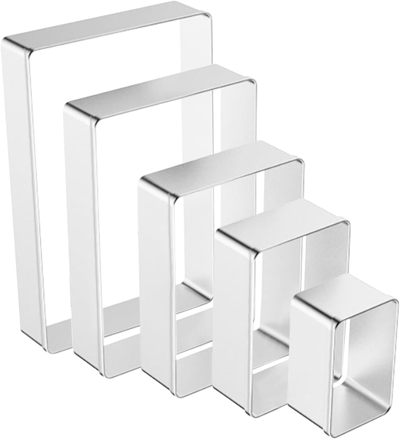 5pcs Stainless Steel Square & Rectangle Cookie Cutter Set,1 Inch Depth ...