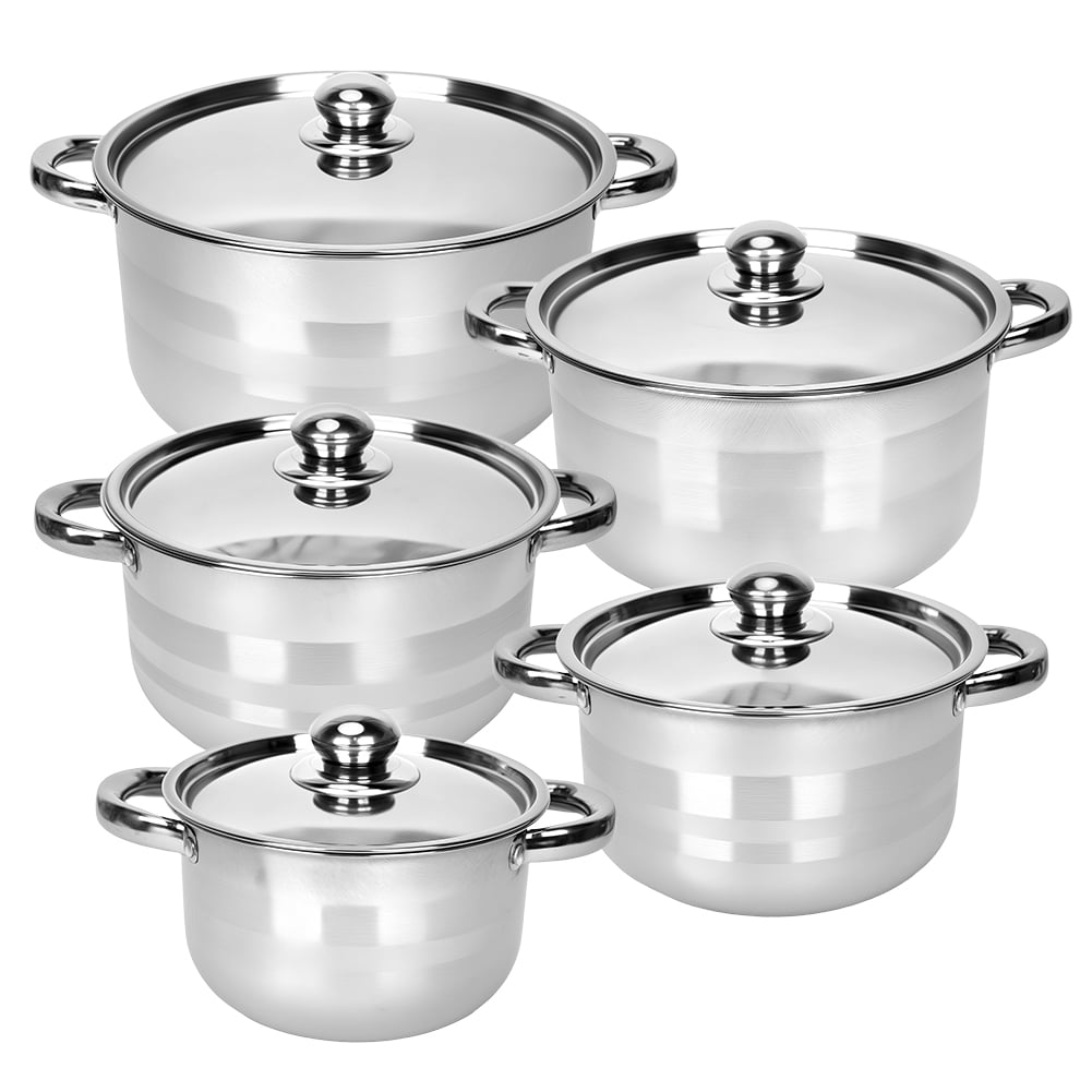 5pcs Stainless Steel Stock pot (Large Stock pot with Lid for Soup Pasta ...