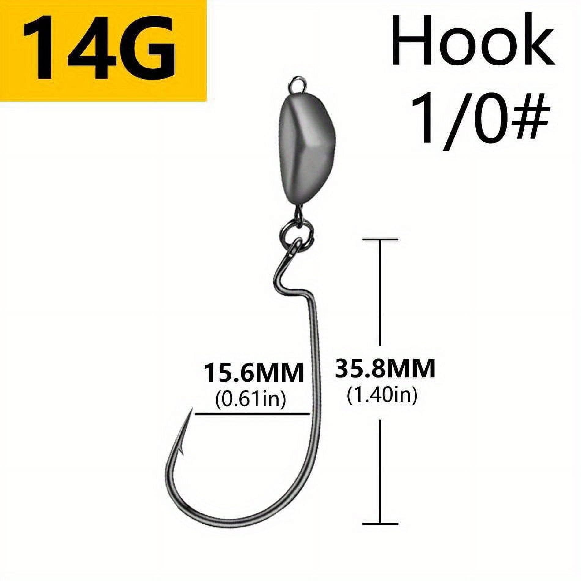 5pcs Stainless Steel Texas Rig Jig Head Hooks, 3.5-14g - Weedless Crank ...