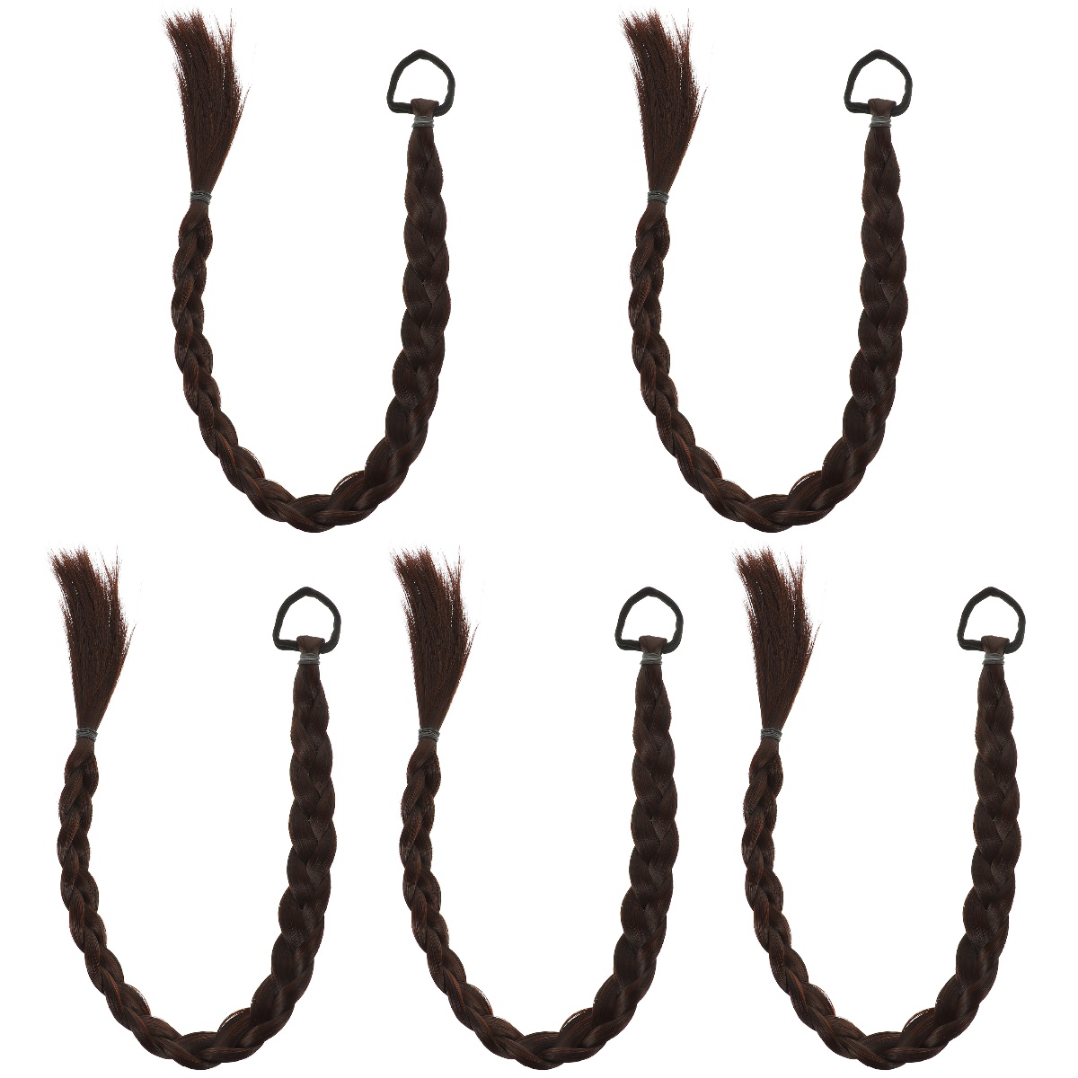 5pcs Synthetic Long Straight Hair Extensions Ponytail Braided Ponytail ...