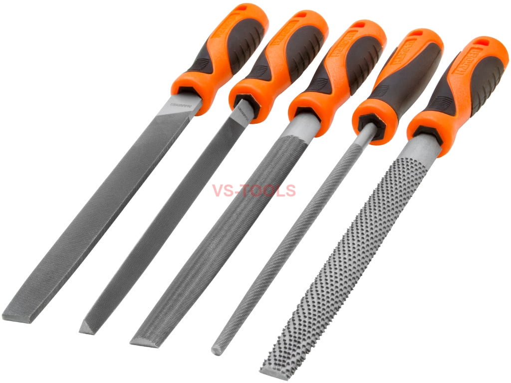 5pcs T12 Carbon Steel Rasp File Set Grinder Half Round Flat Metal Work ...