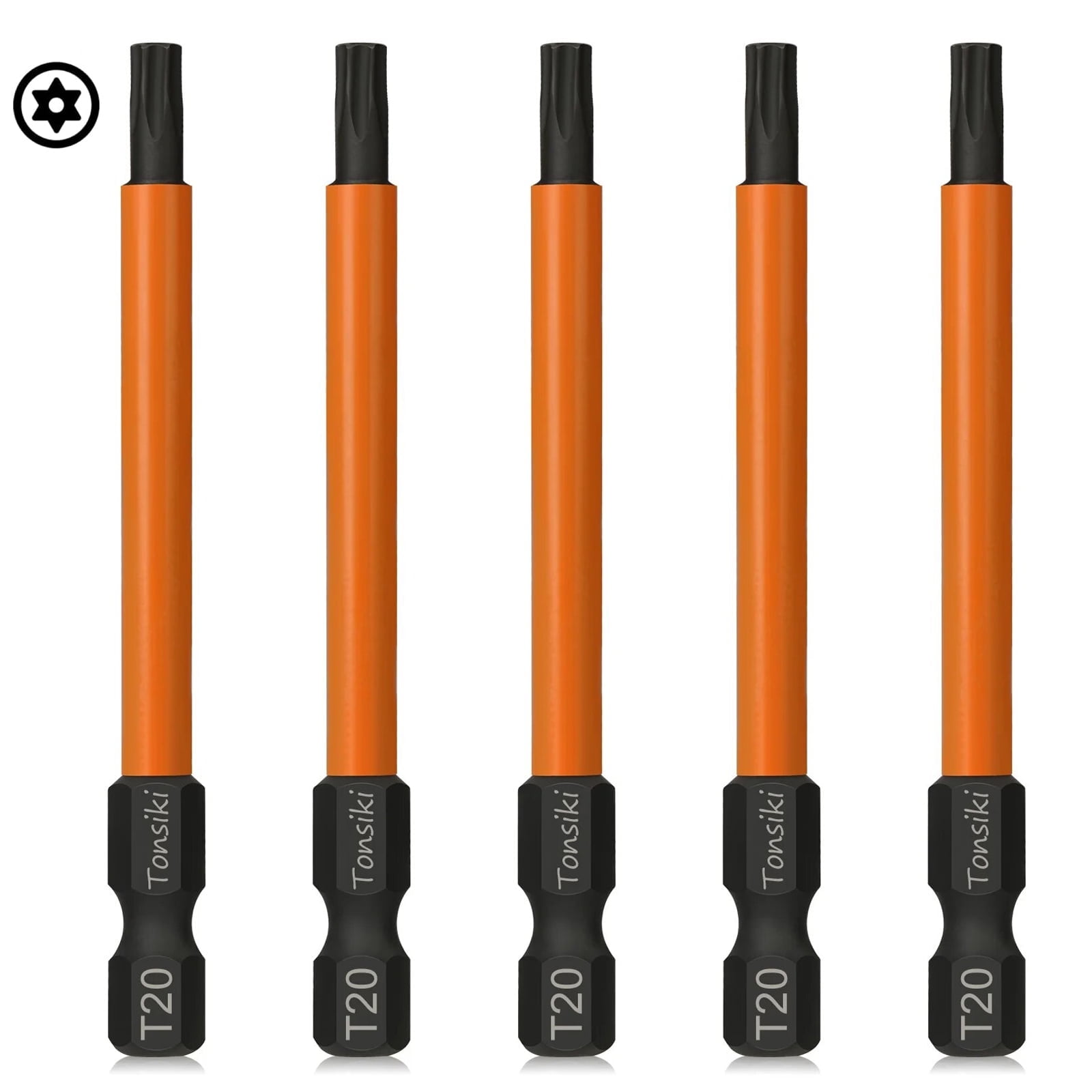 5pcs T20 Torx Security Bit Set, S2 Steel Torx Screwdriver Sets 1/4” Hex ...
