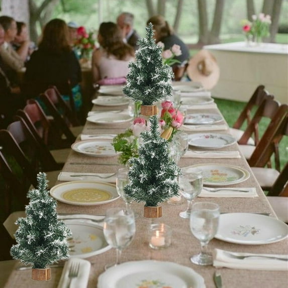 5pcs Tabletop Mini Christmas Tree, Artificial Snow Miniature Pine ...