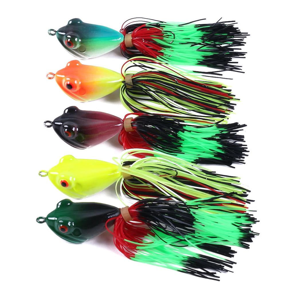 5pcs Topwater Soft Frog with Skirt Floating Fishing Lures Crankbait ...