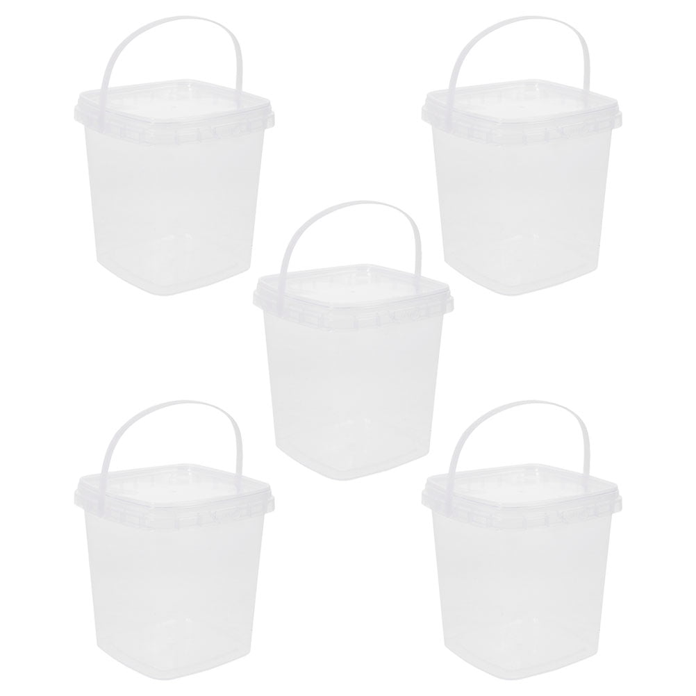 5pcs Clear Food Storage Buckets with Lids for Ice Cream Milk Tea Ice ...