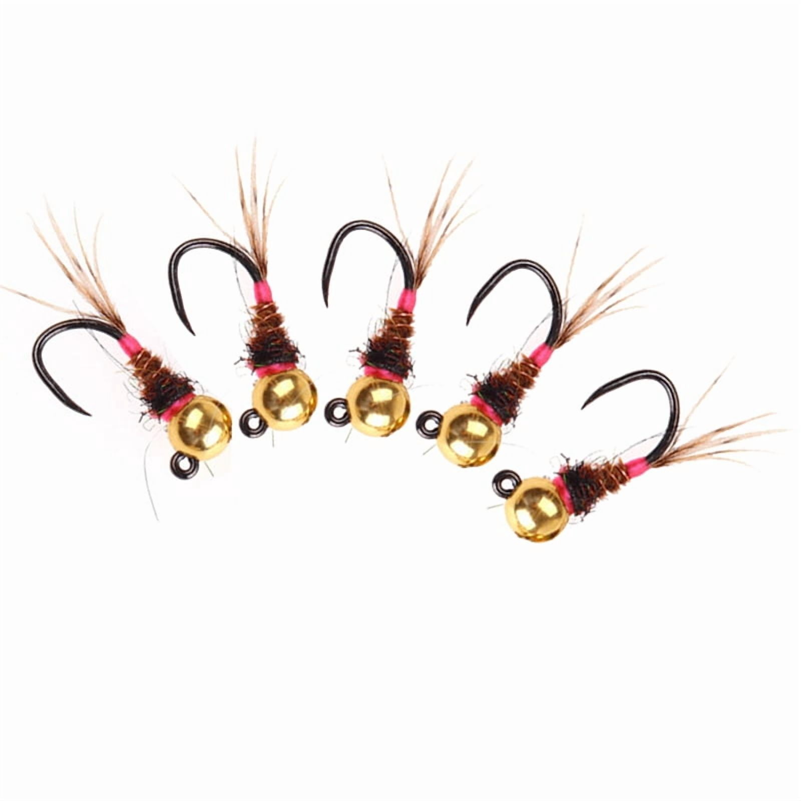 5pcs Bead Head Jig Euro Nymph Fly Fishing Lures Fast Sinking for Trout ...