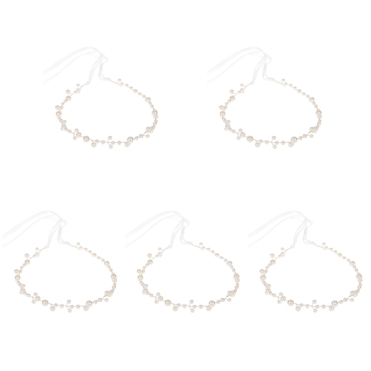 5pcs Vintage Pearl Ribbon Hair Band Temperament Super Artificial Pearl ...