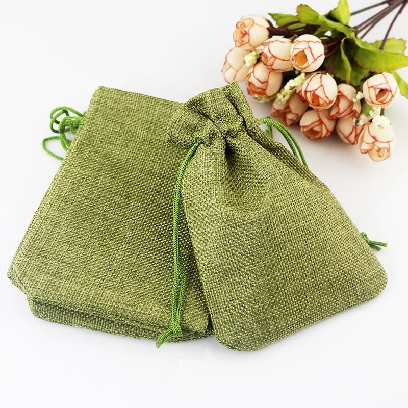 5pcs Vintage Style handmade color natural Burlap Linen Jewelry Travel ...