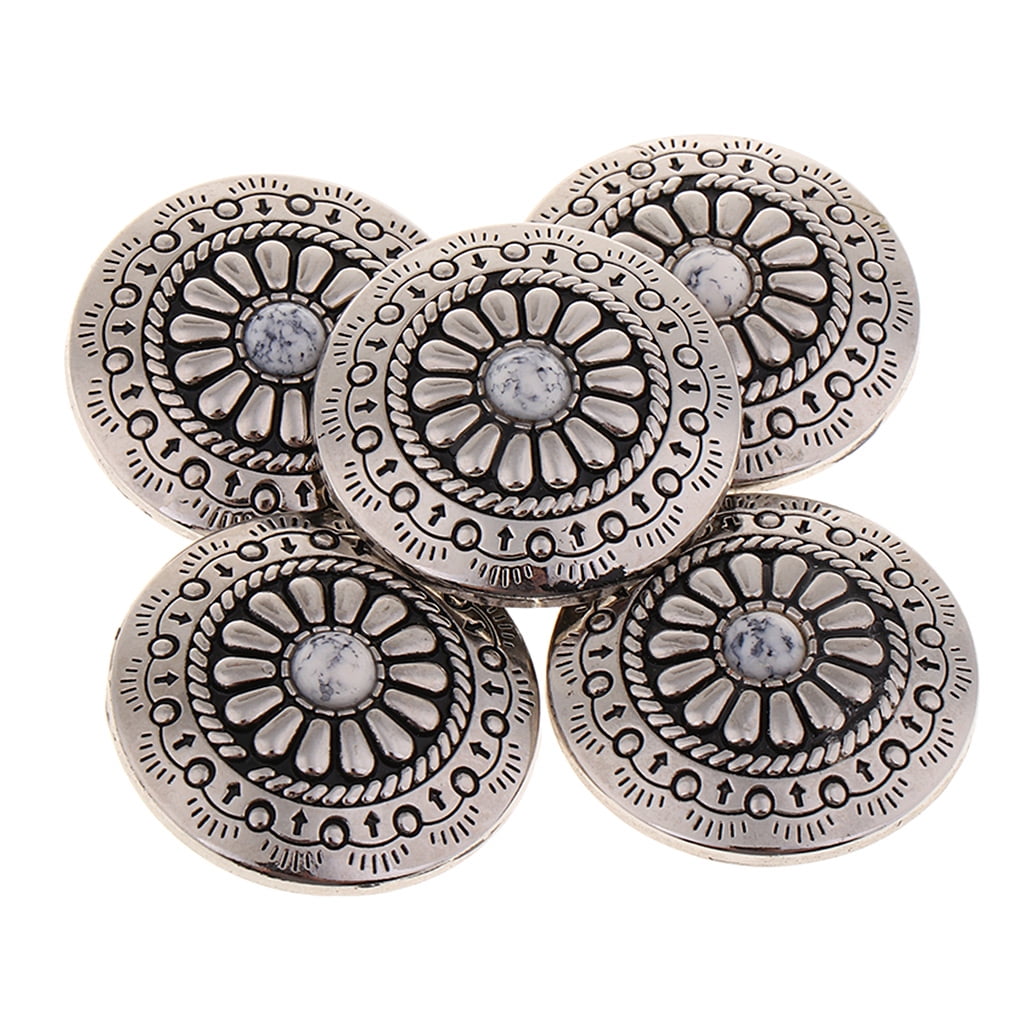 5pcs Vintage Western Buttons Turquoise Concha Studs For Screwing For ...