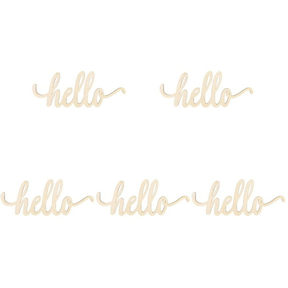 5pcs Vosarea Hello Wood Sign Wall Decor Wooden Letters DIY Block Words ...