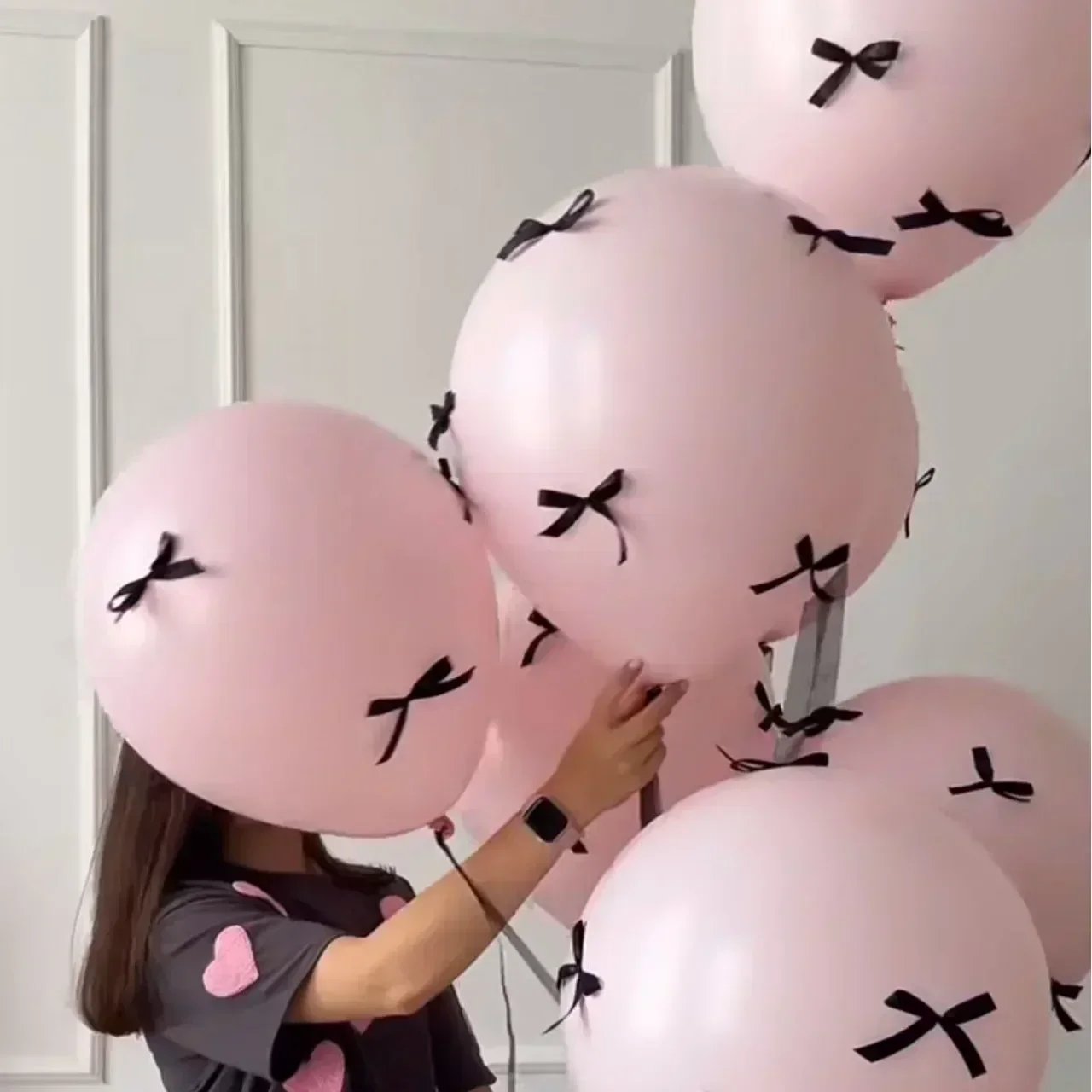 5pcs Wedding Pink Ins Bow Balloon Proposal Ceremony 12 Inch Floating ...