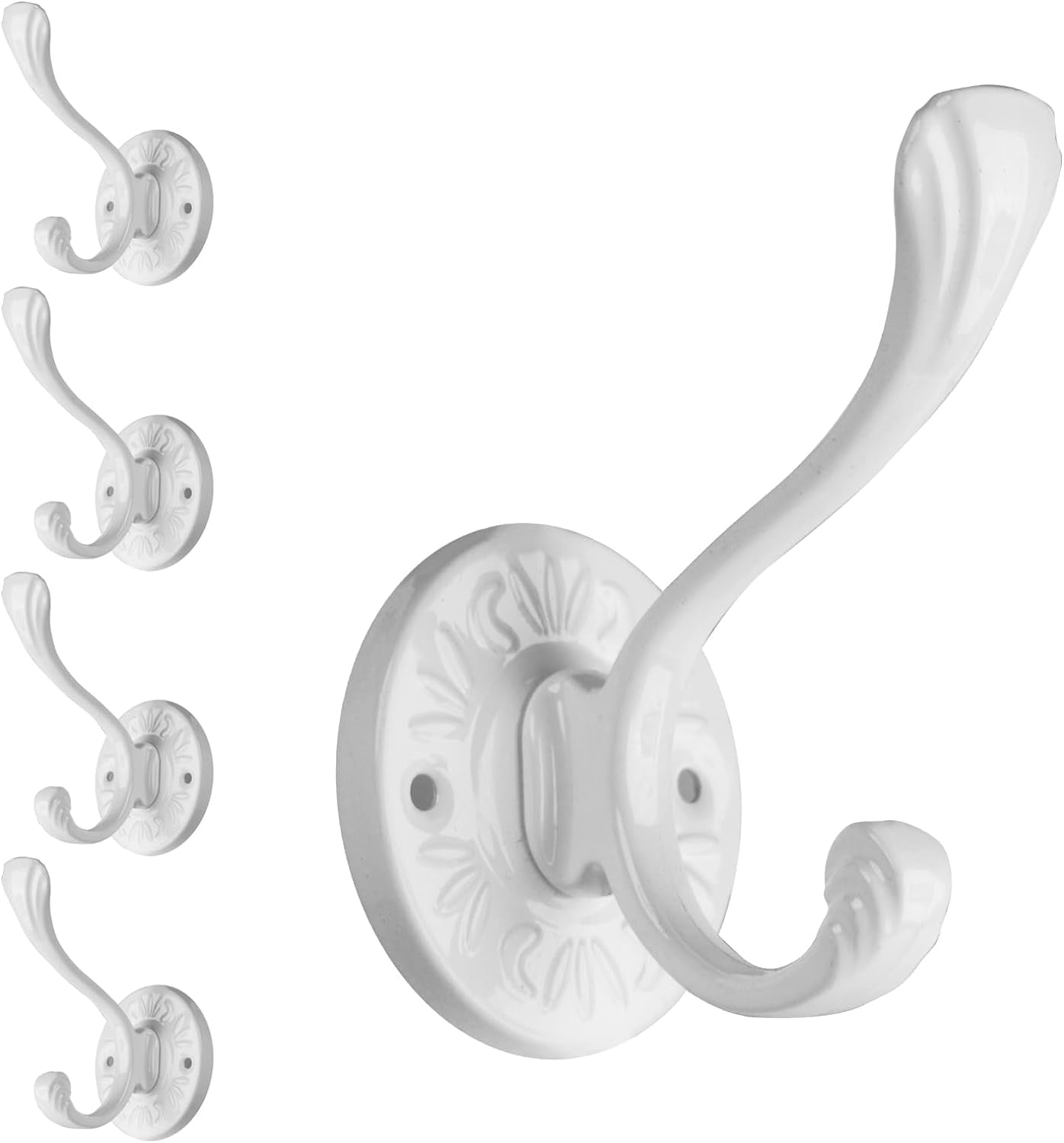 5pcs White Coat Hooks Wall Mounted Coat Hooks Farmhouse Matte Black ...