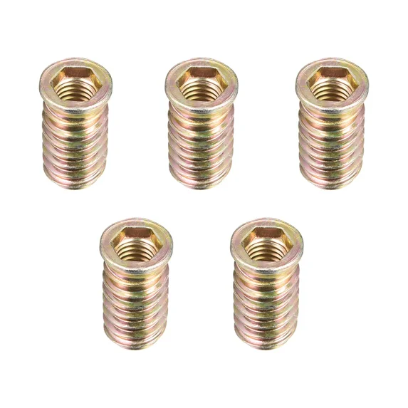 5pcs Wood Furniture M10x30mm Threaded Insert Nuts Interface Hex Socket ...