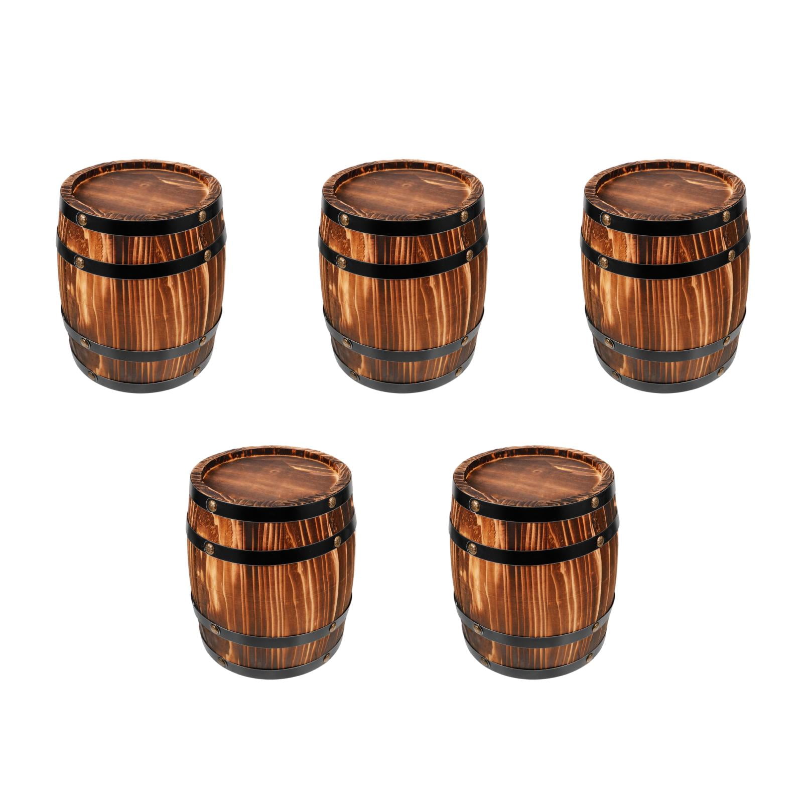 5pcs Wood Wine Barrel Retro Barrel Wooden Barrels Bucket Barrel Prop ...
