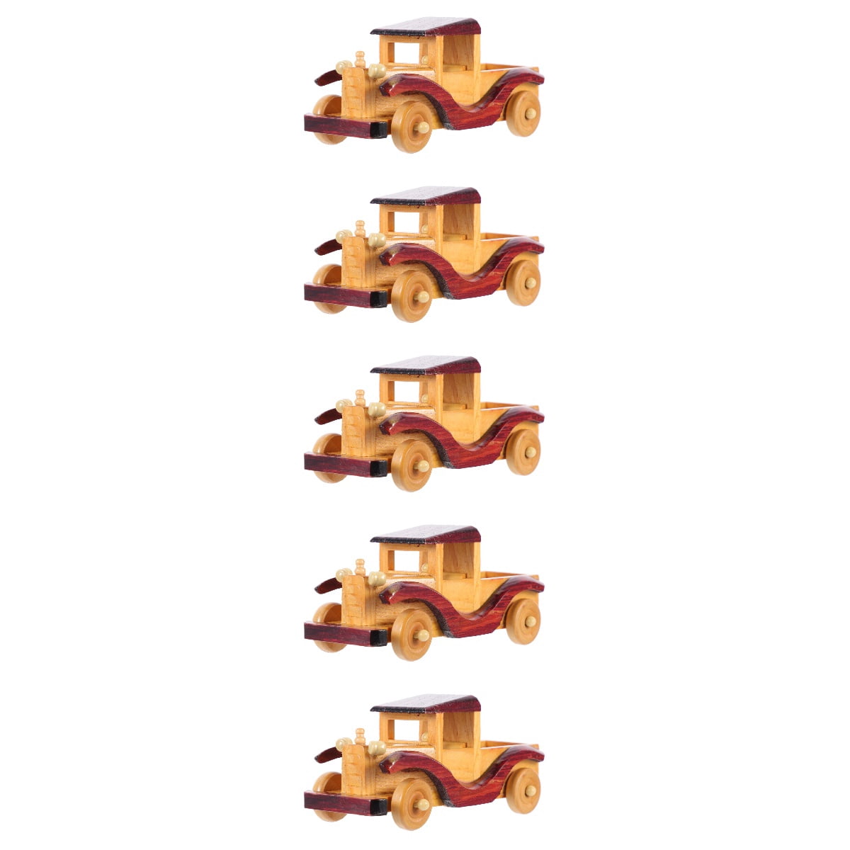 5pcs Wooden Car Model Decor Wooden Vintage Car Ornament Home Desktop ...