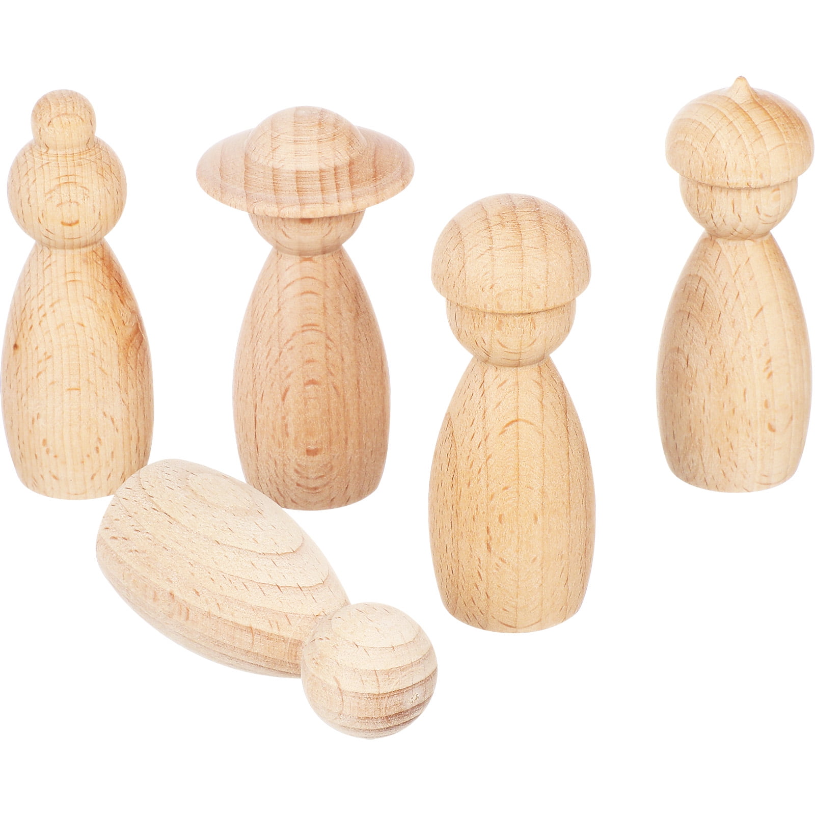 5pcs Wooden Puppet Decors Garden Layout Ornaments Blank Graffiti ...