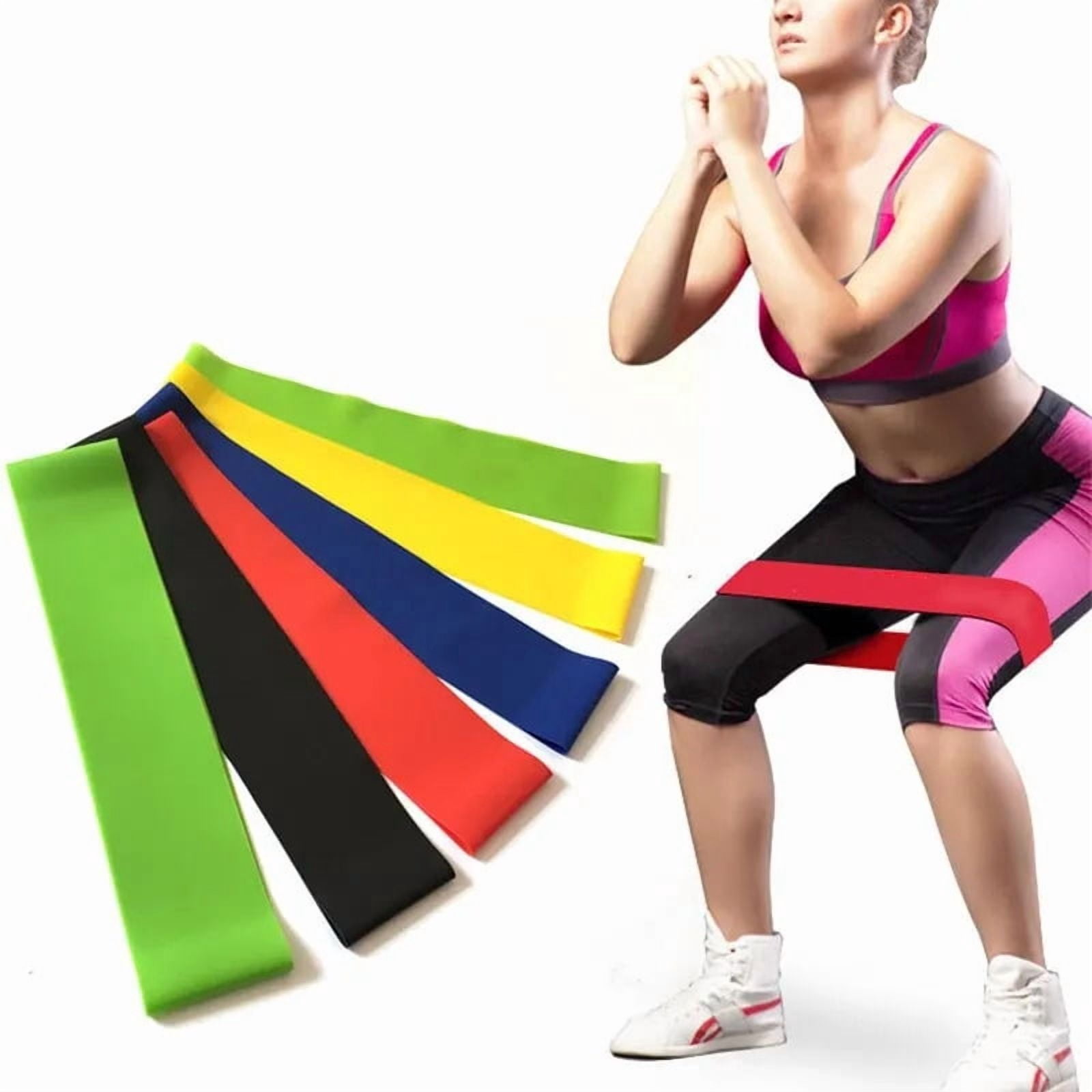 5pcs Yoga Resistance Bands with Tension Rings - Multi-Color Fitness ...