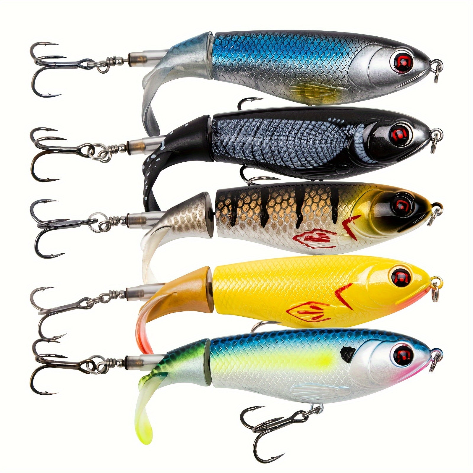 5pcs/box Topwater Rotating Tail Hard Bait Fishing Lure - Floating ...