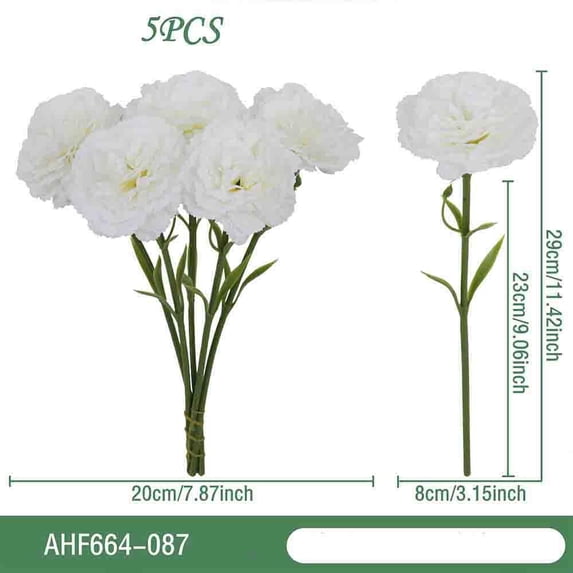5pcs carnation silk flower bouquet Simulated flower wedding decoration ...