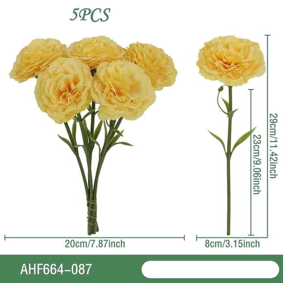 5pcs carnation silk flower bouquet Simulated flower wedding decoration ...