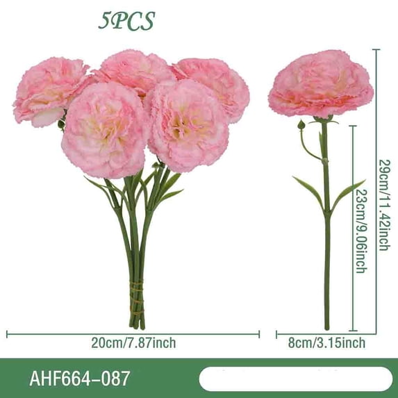 5pcs carnation silk flower bouquet Simulated flower wedding decoration ...