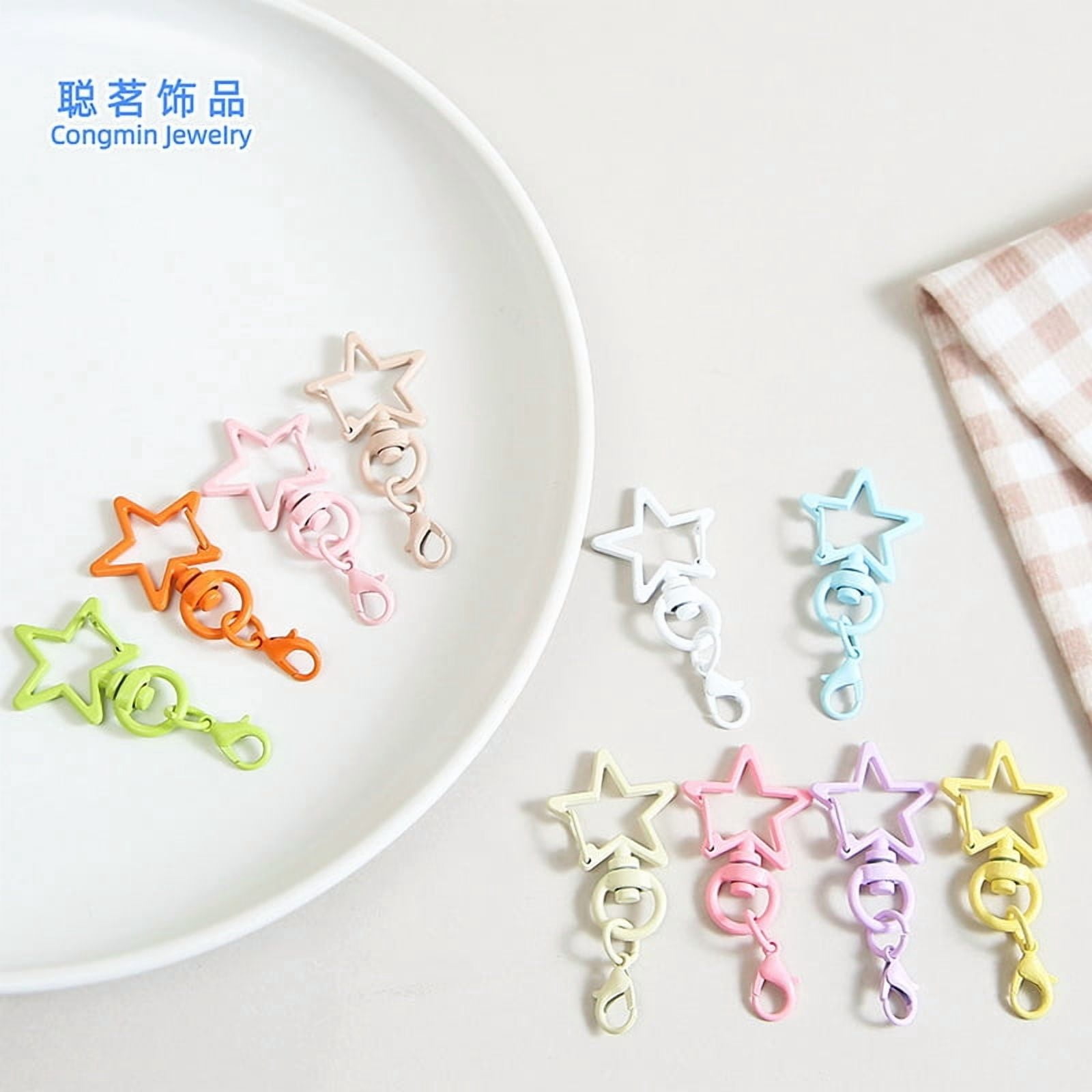 5pcs colorful painted five-pointed star with crayfish clasp jewelry diy ...