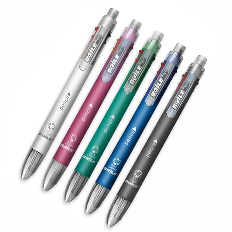 5pcs/lot 6 in 1 Multifunction Pen with 0.7mm 5 colors Ballpoint pen ...