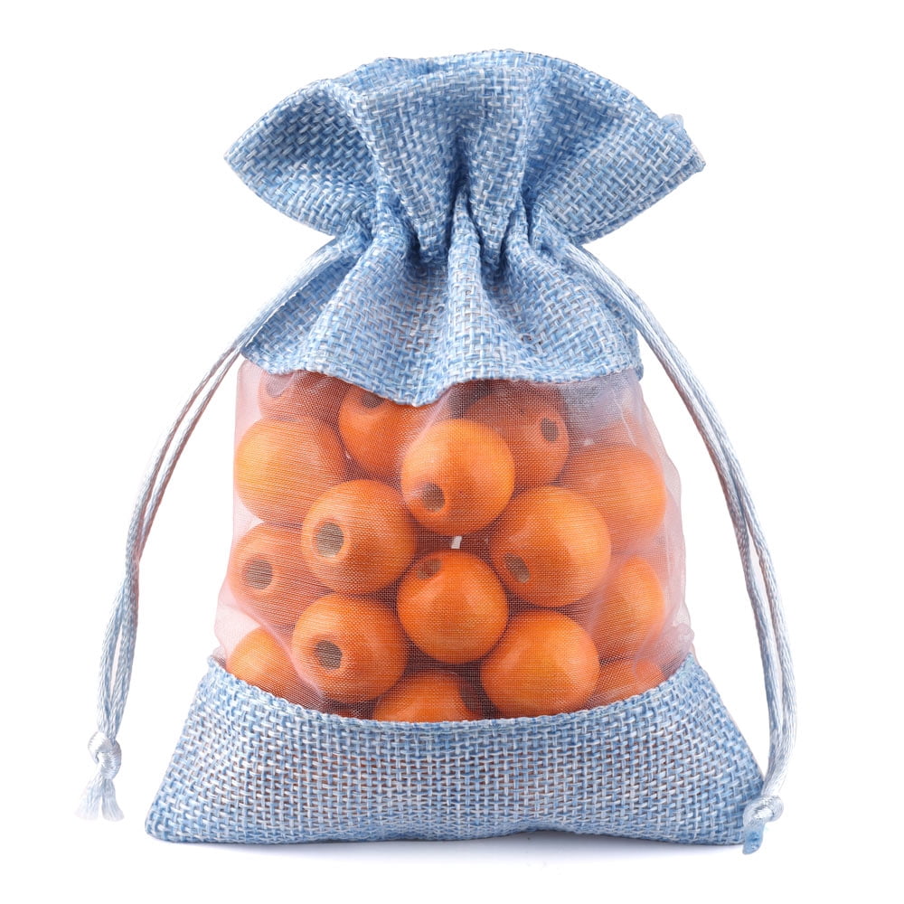 5pcs/lot Double-sided Transparent Linen Bag Drawstring Pocket Candy ...