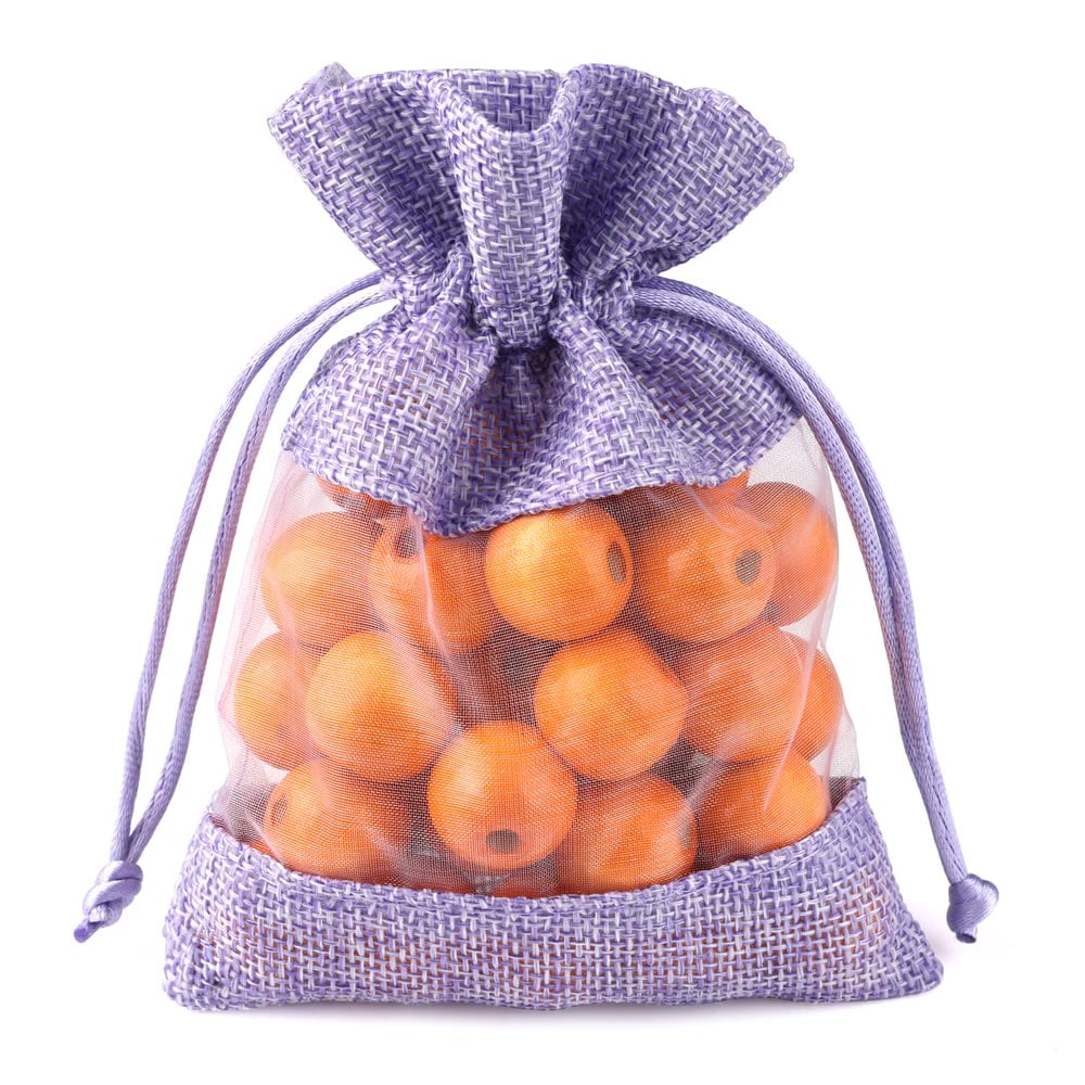 5pcs/lot Double-sided Transparent Linen Bag Drawstring Pocket Candy ...