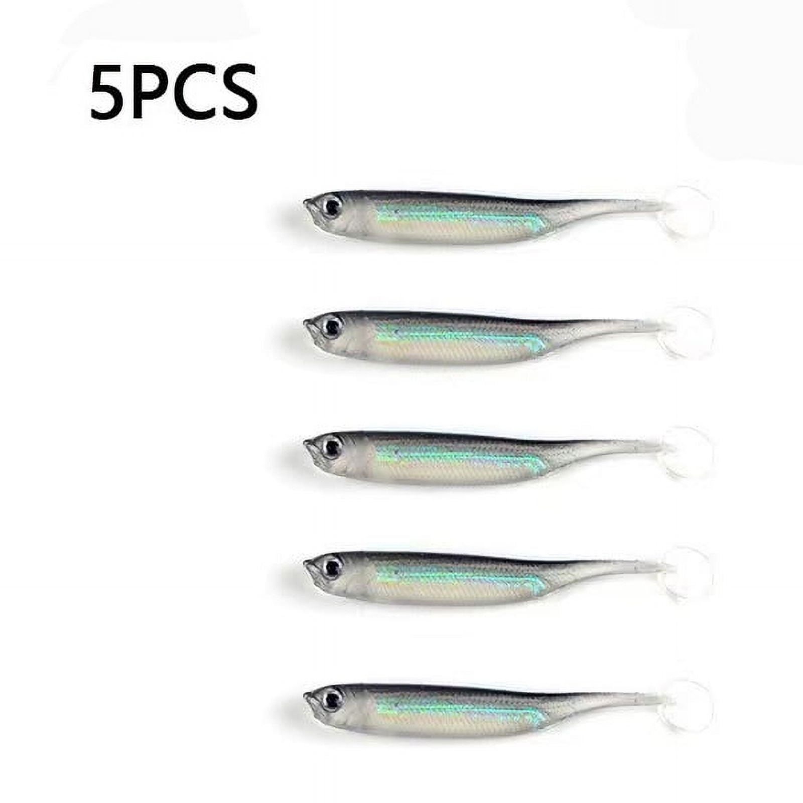 2 of 5pcs/lot Fishing Soft Bait T Tail fish Fishing Lures Rainbow Color ...