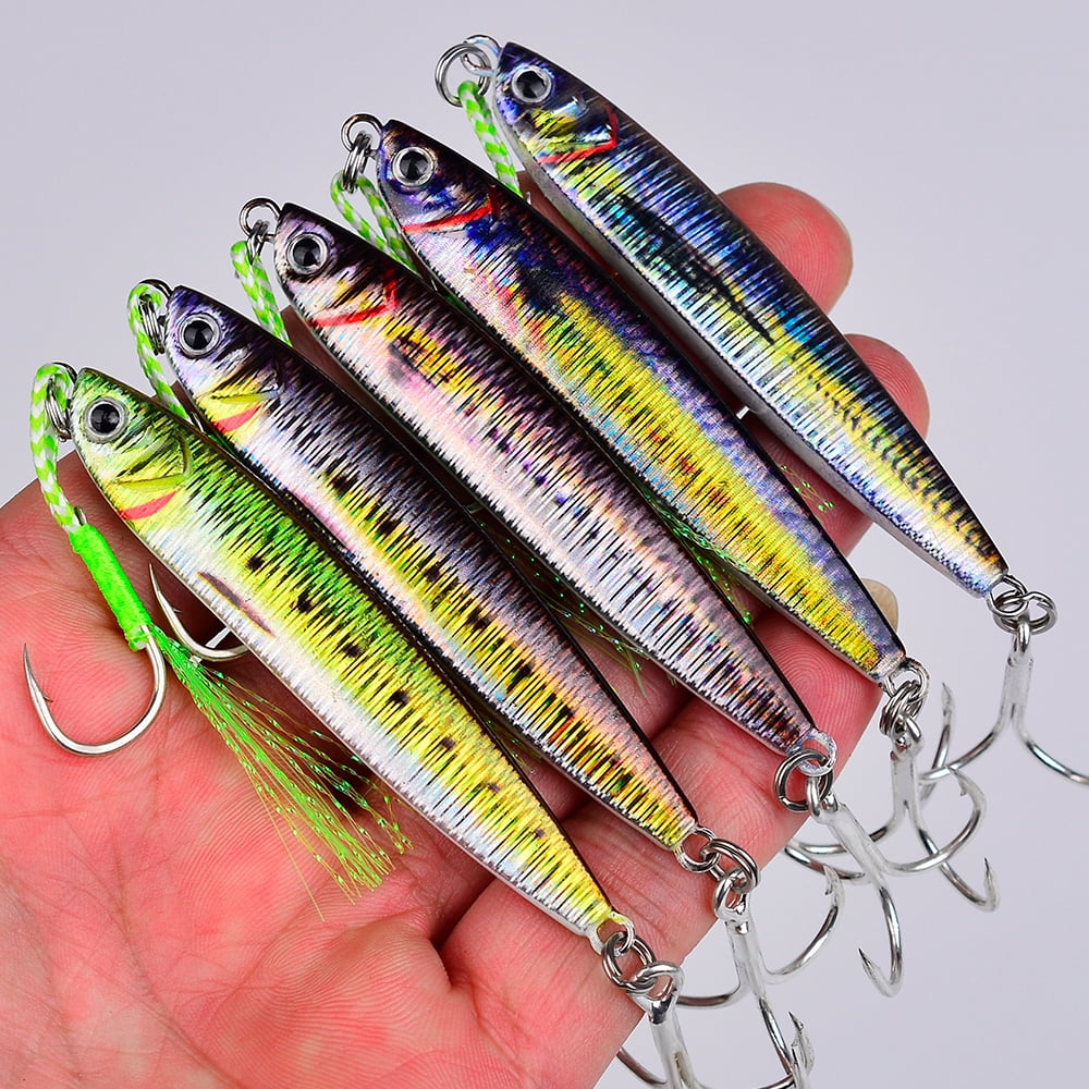 5pcs rapid sinking Fishing Lures Lead Metal Jigs Jigging Baits With ...