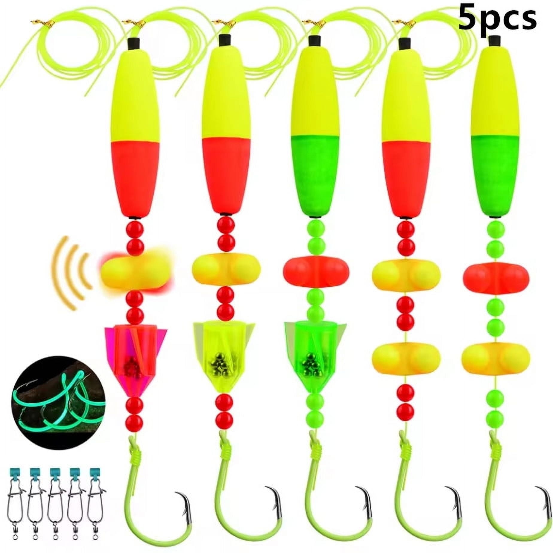 5pcs Catfish Rigs, Fishing Tackle with Floats, Rattler Beads, Snap ...