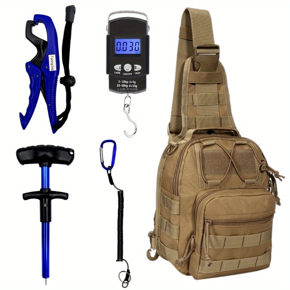 5pcs/set Fishing Tools Set, Fishing Backpack, Electronic Scale, Fish ...