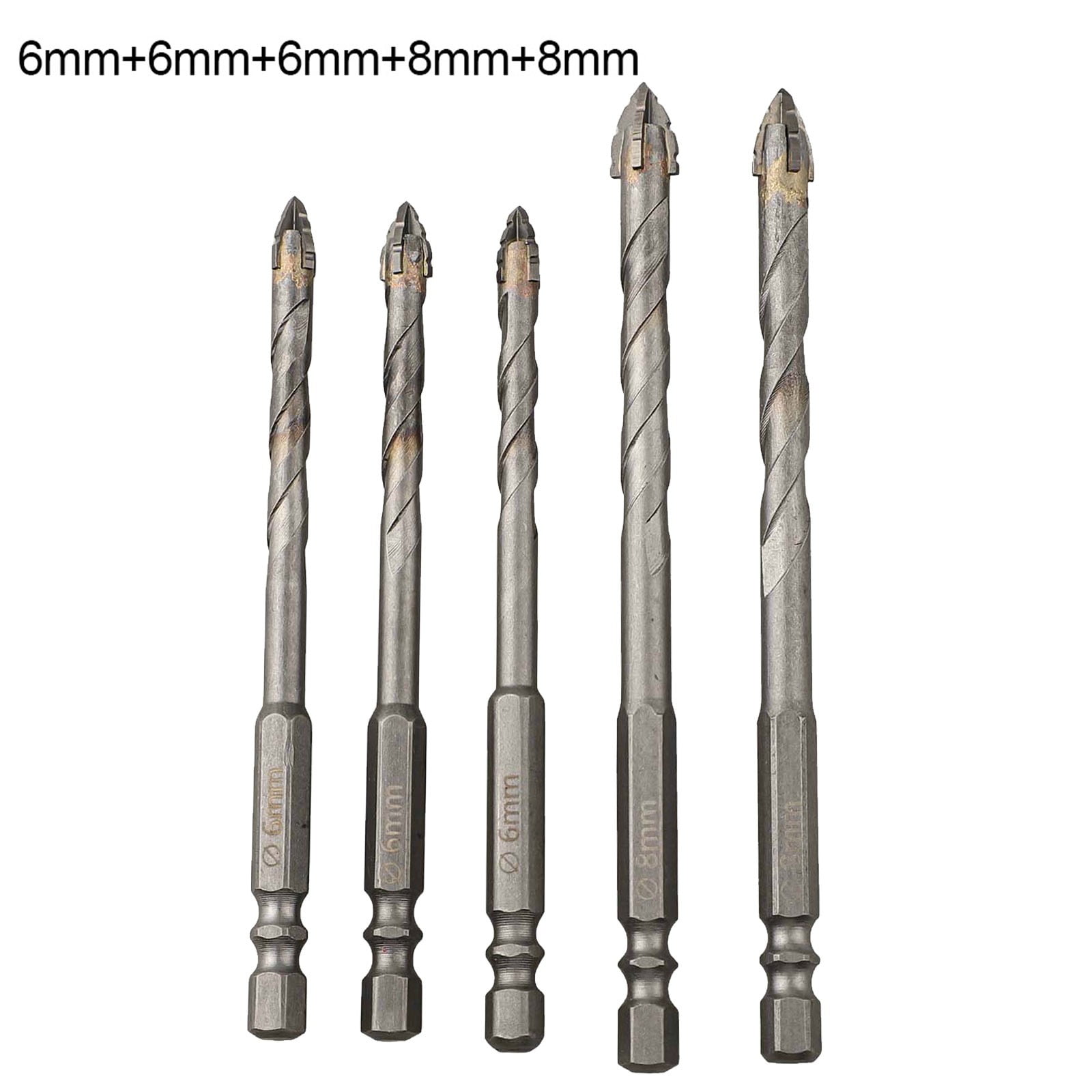 5pcs/set Four-Flute Eccentric Drill Bits Drilling Glass Tile Punching ...