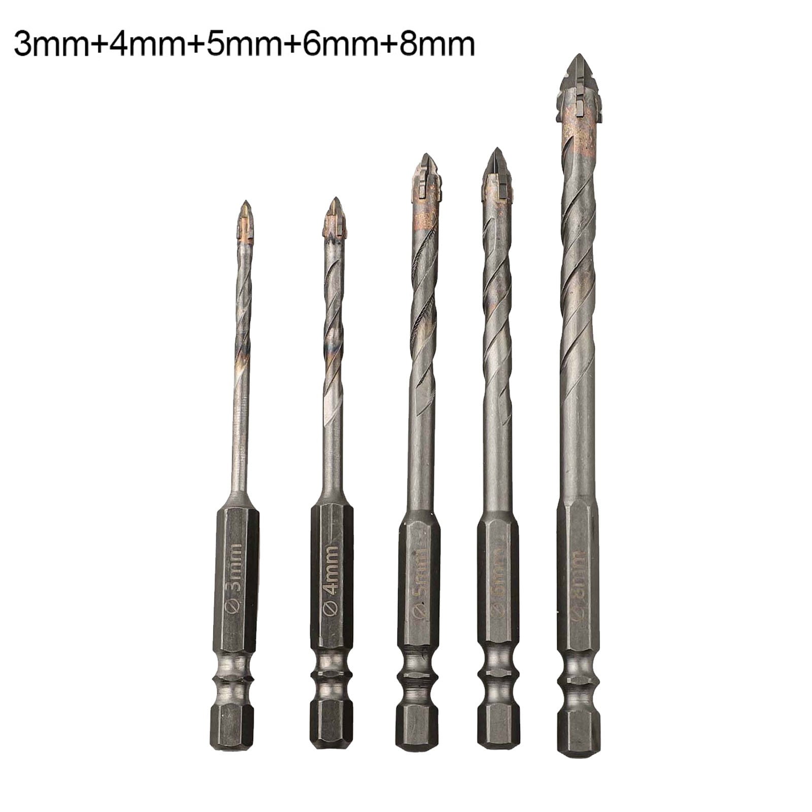 5pcs/set Four-Flute Eccentric Drill Bits Drilling Glass Tile Punching ...