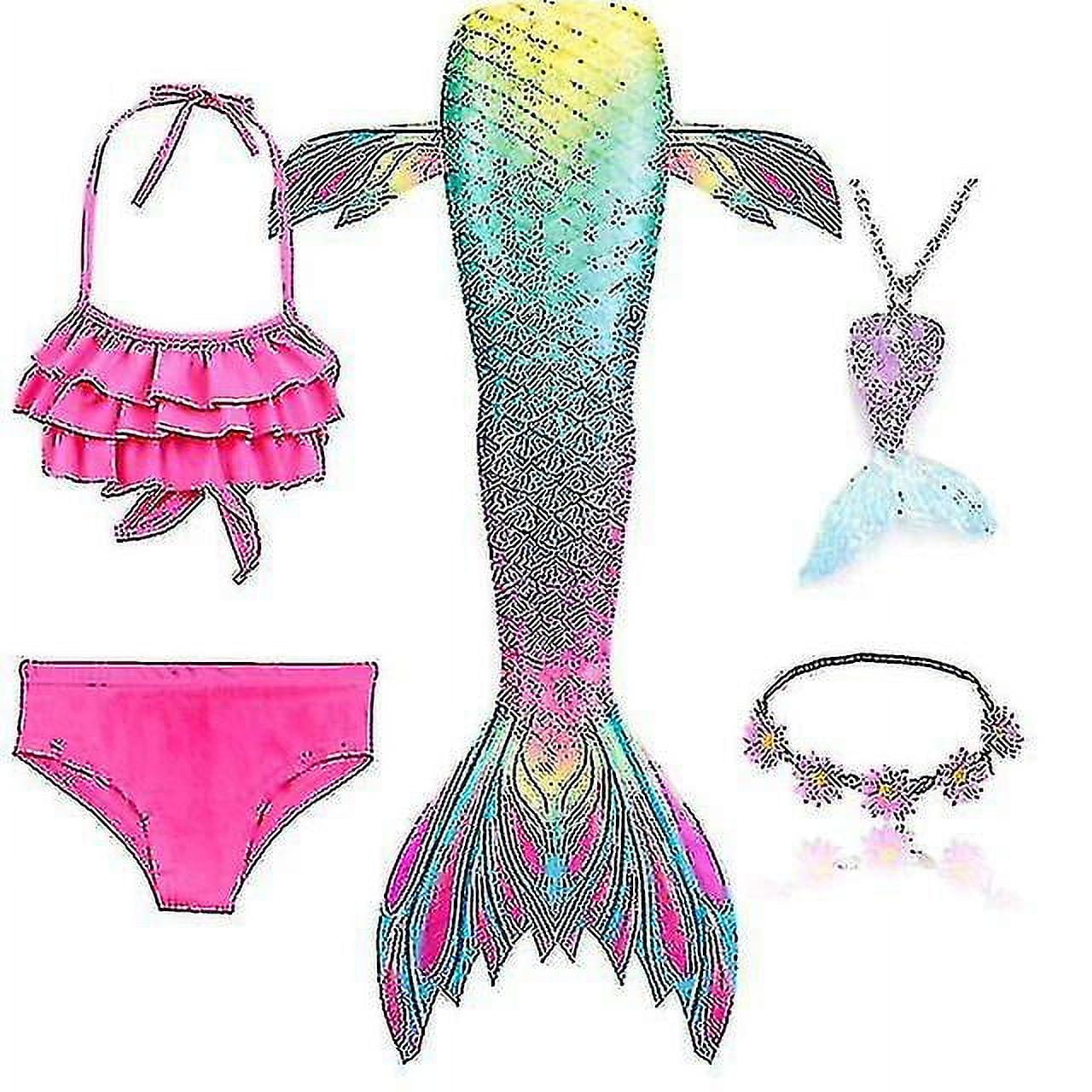5pcs/set Girls Mermaid Tail Swimsuit Children Mermaid Ariel Cosplay ...