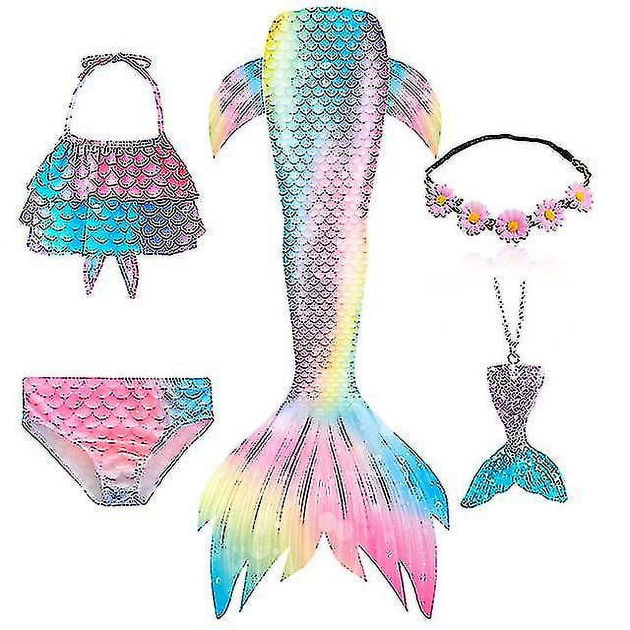 5pcs/set Girls Mermaid Tail Swimsuit Children Mermaid Ariel Cosplay ...