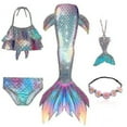 5pcs/set Girls Mermaid Tail Swimsuit Children Mermaid Ariel Cosplay ...