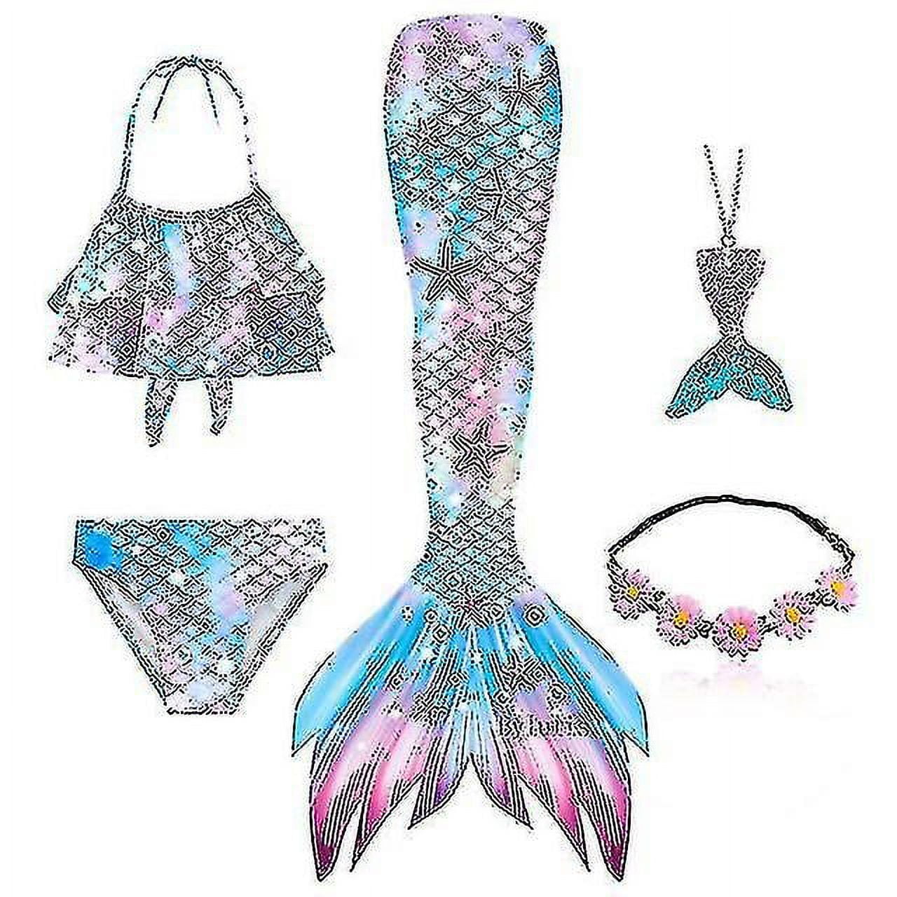 5pcs/set Girls Mermaid Tail Swimsuit Children Mermaid Ariel Cosplay ...