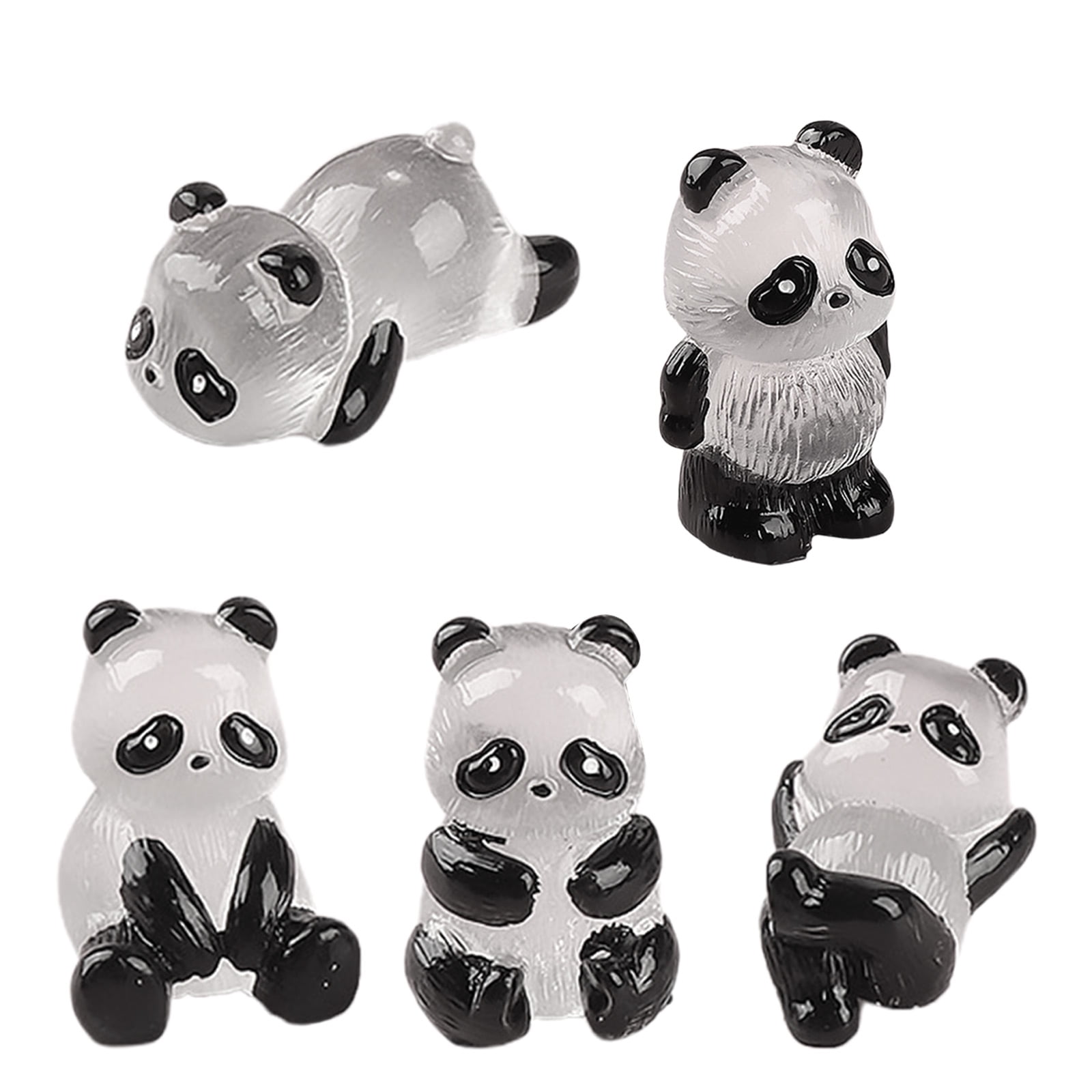 5pcs/set Panda Statue Landscape Ornament Glowing in Dark Figurines for ...