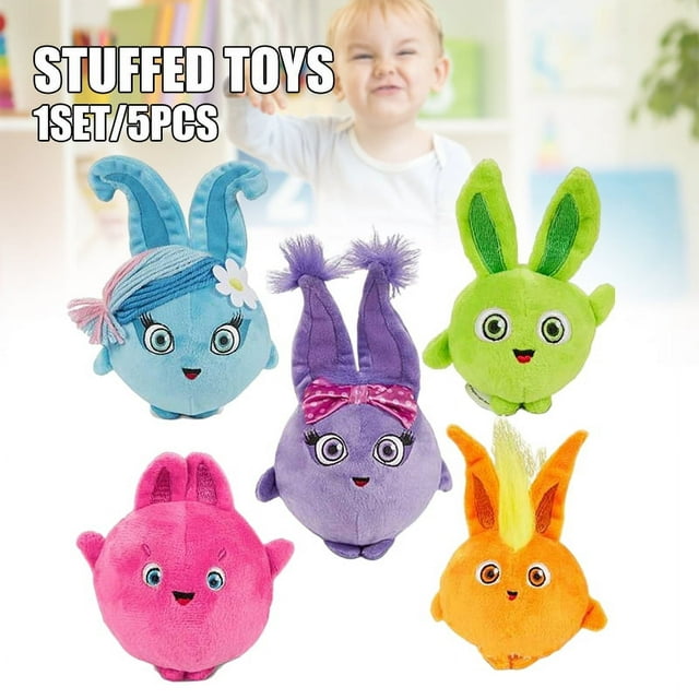 5 Piece Set of Sunny Bunnies Plush Animal Stuffies: Soft, Resilient ...