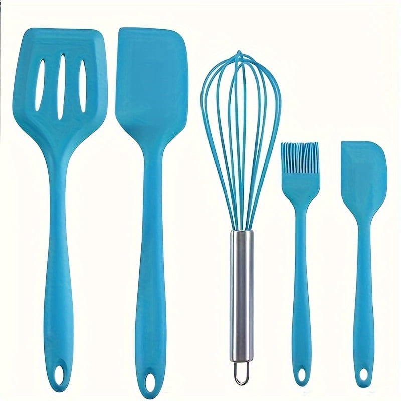 5pcs/set, Silicone Utensil Set, Kitchen Baking Utensil Set, Safety ...