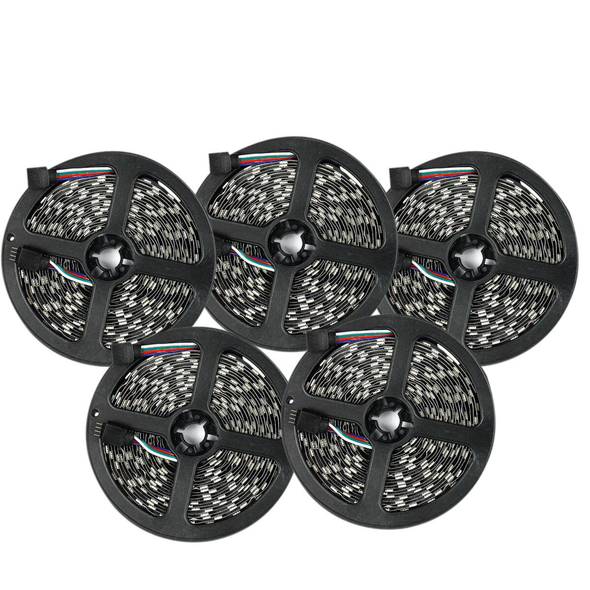 5pcs x RGB 5M 5050 SMD 300 LED Strip Lights Non-Waterproof Black PCB ...