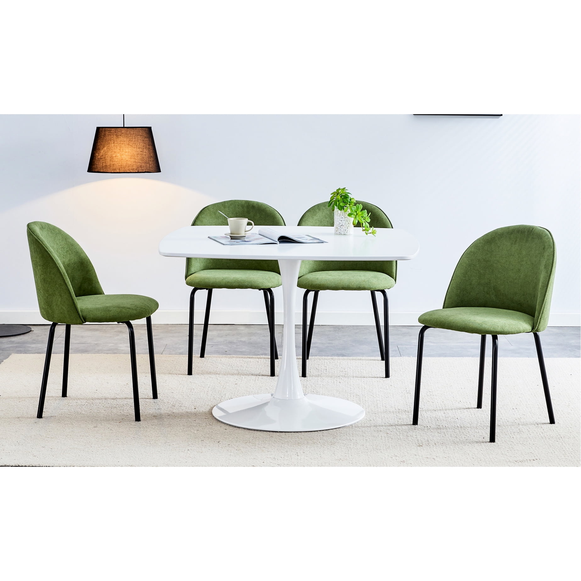 5pieces Dining Of Mid-century Character, Metal Leg & Table Top For 4-6 ...