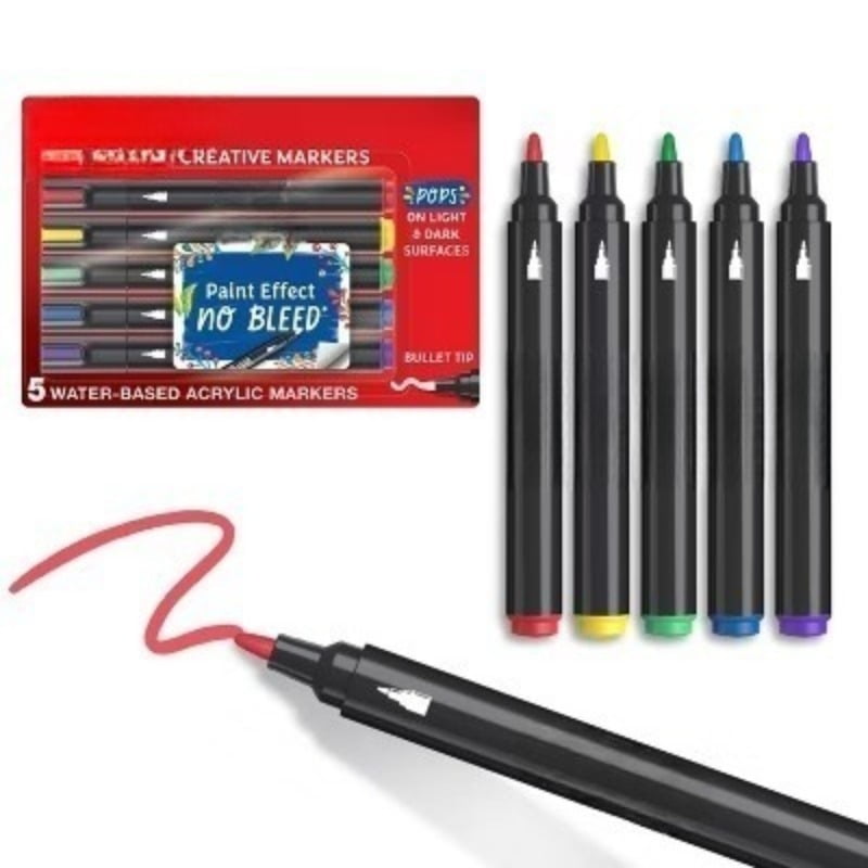 5pk Creative Markers Colorful Bullet Tip Gifting: Permanent Medium ...