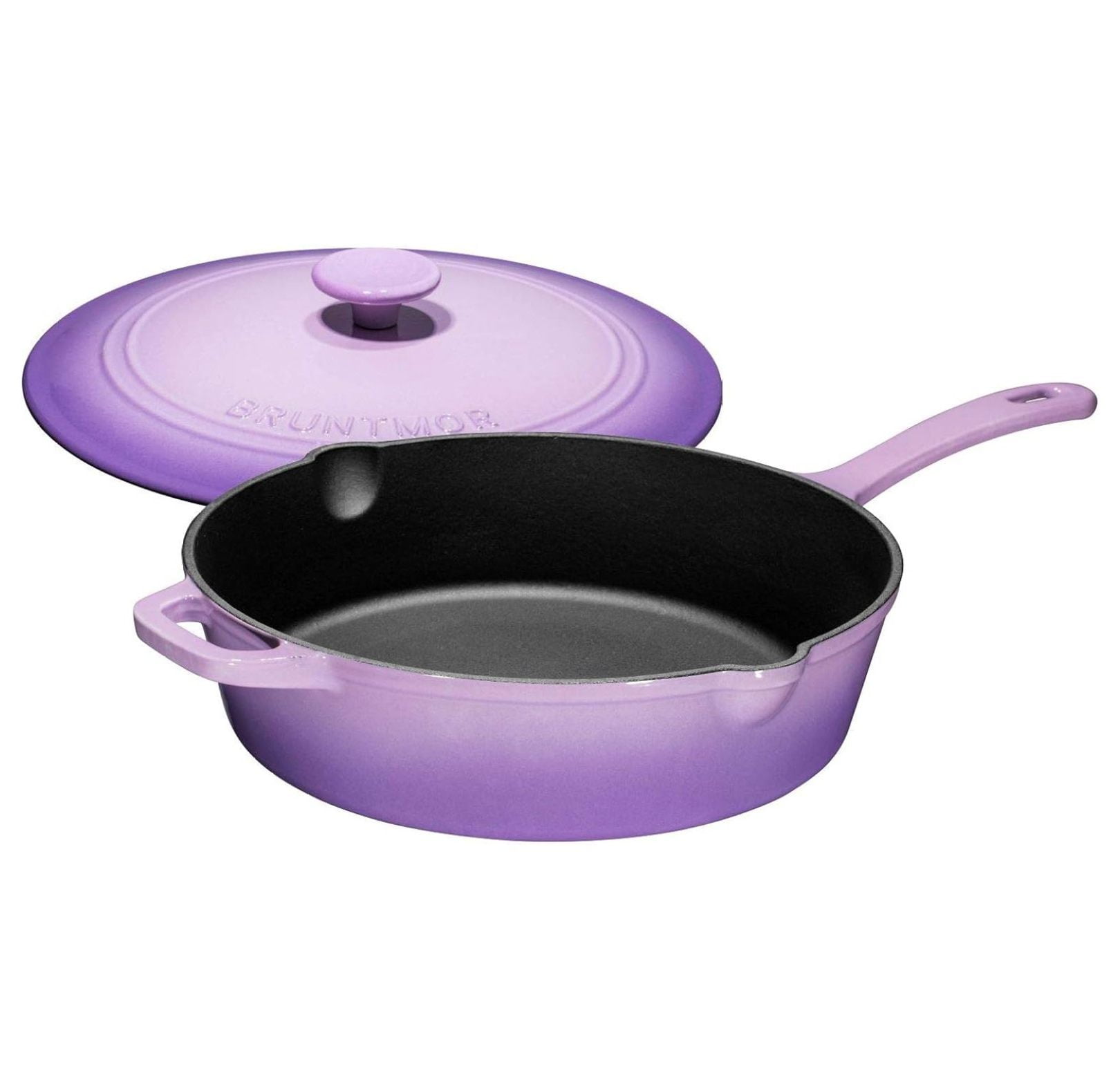 5qt Purple Enameled Cast iron Skillets With Lid and handle, Non stick ...
