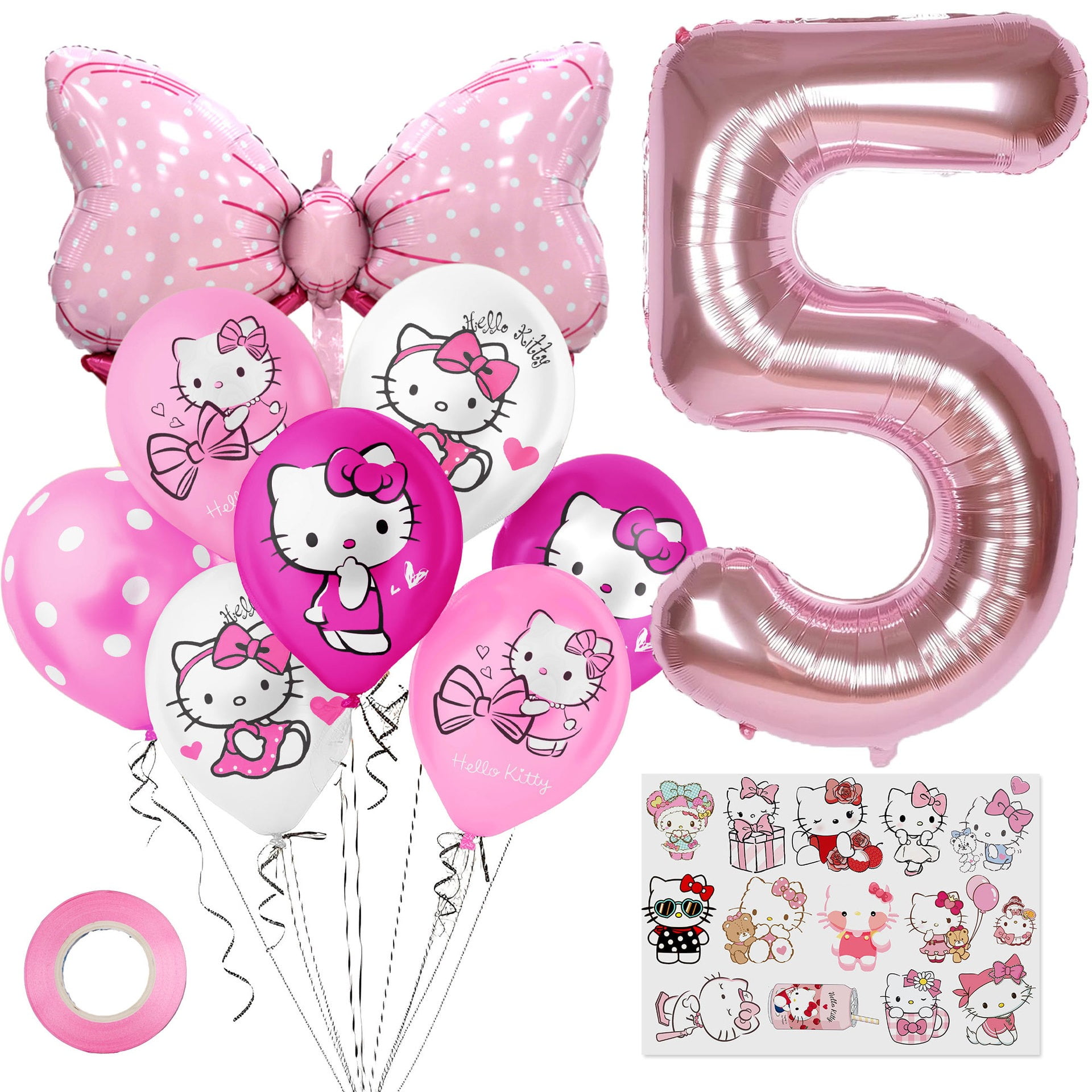 5rd balloon sticker set, 11 pieces including cartoon cat bow foil ...