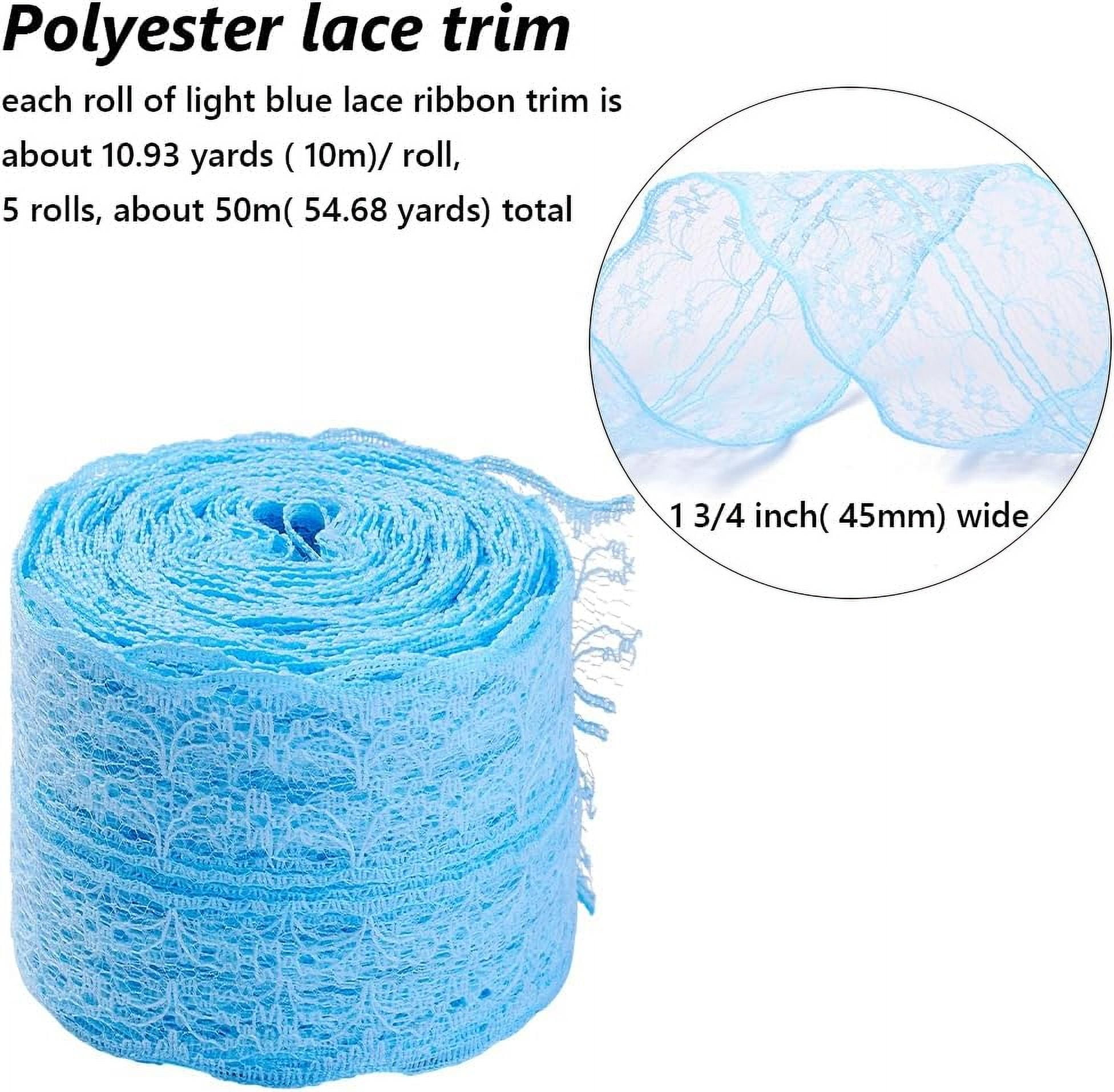 5rolls 5 rolls 54.68 Yards 1 3/4 Inch Light Blue Lace Ribbon Trim ...